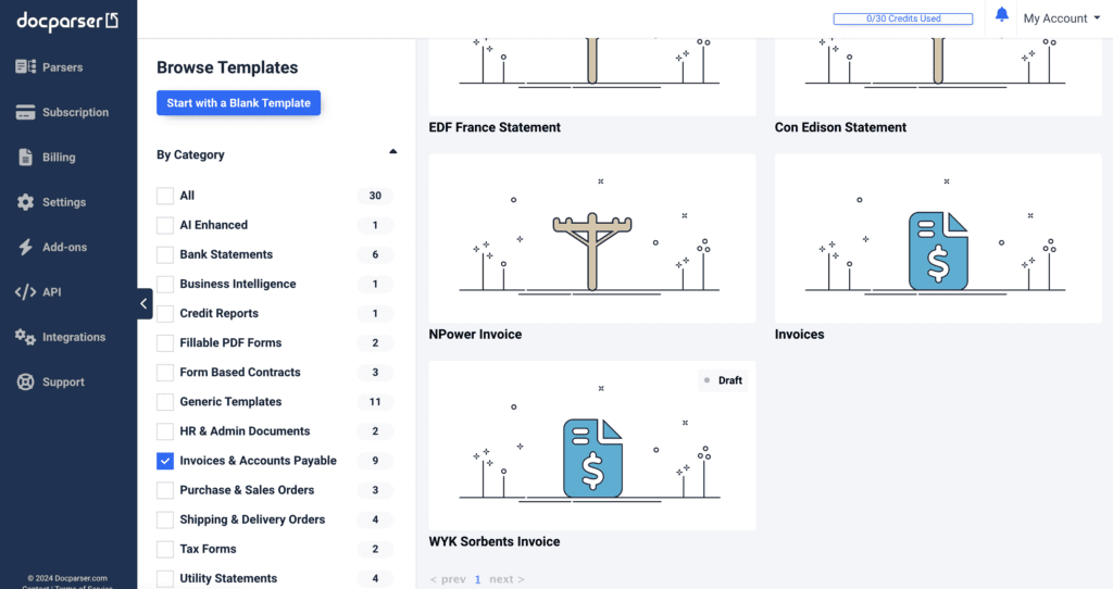 Extract Invoice Data to ERP with Docparser